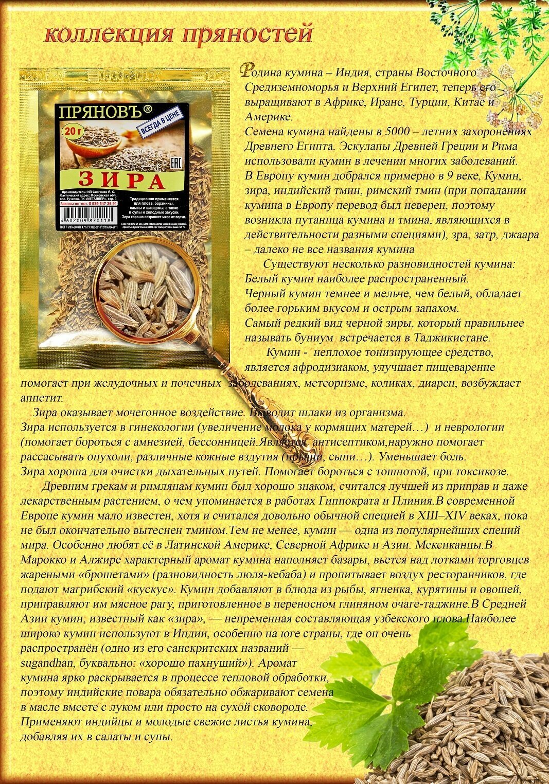 Зира (кумин) семя — фото 1