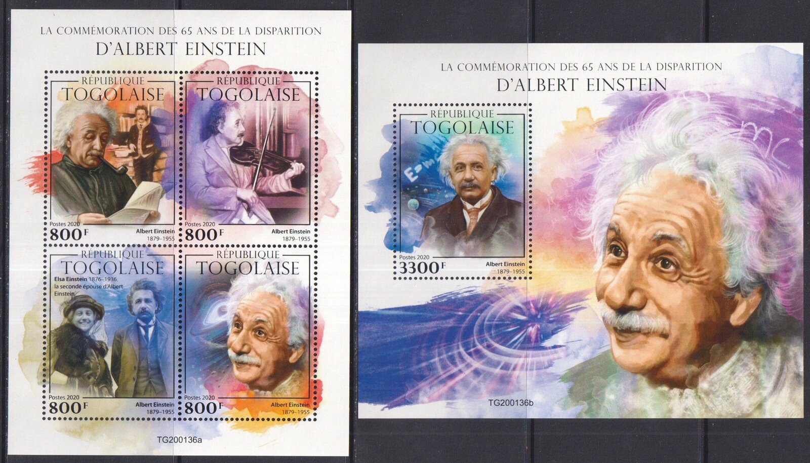 Марки 2020 год Того Альберт Эйнштейн Наука Космос E=Mc² #11169-11172+Bl2032 Mnh