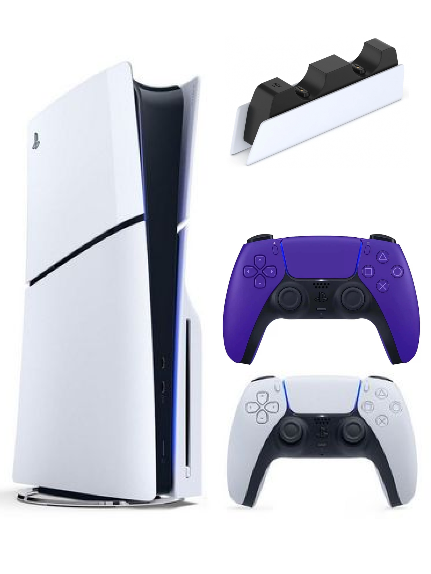 Игровая приставка Sony PS 5 Slim, 1ТБ(с дисководом) +2 геймпад (фиолетовый) + Зарядная станция,(подробности в чате)