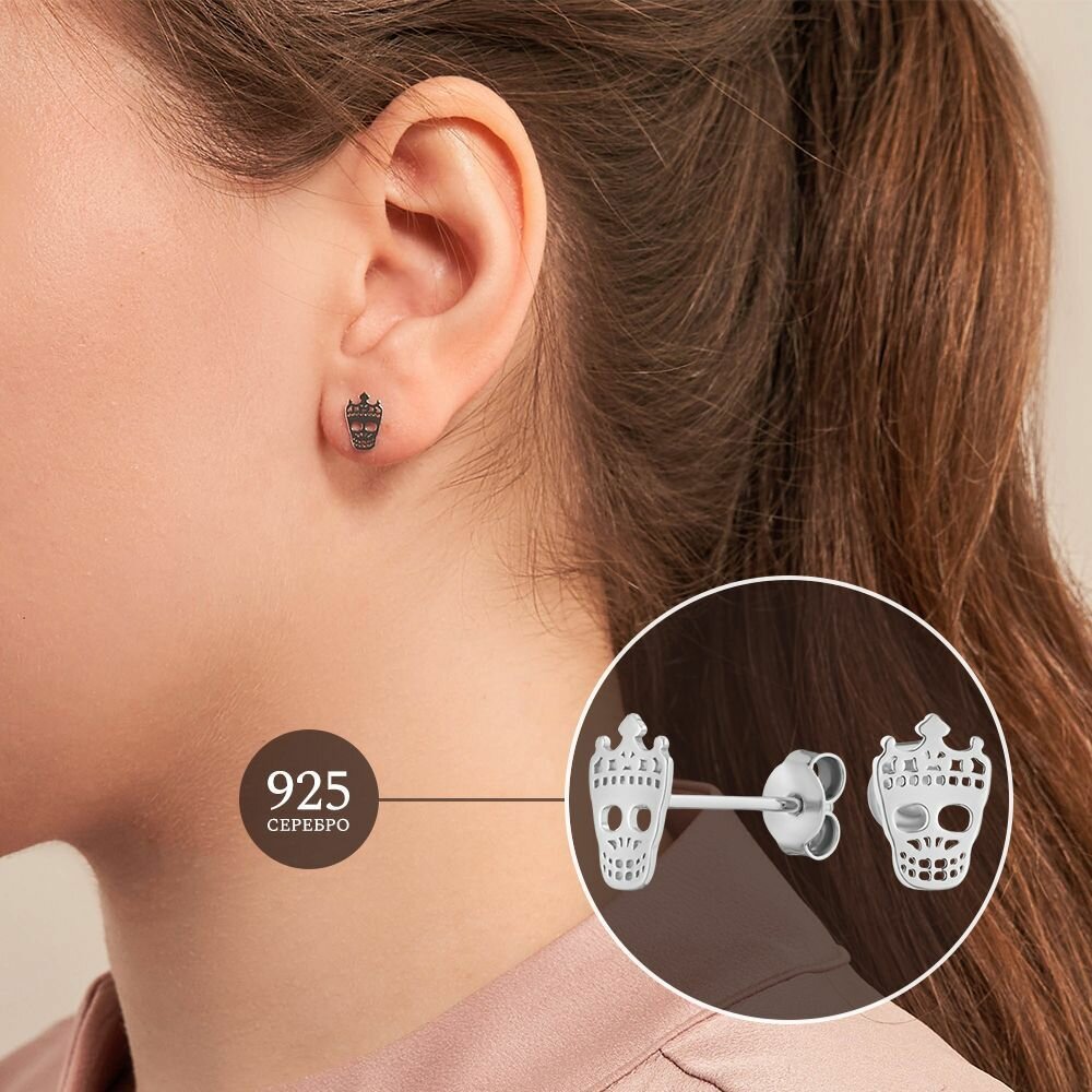 Серьги пусеты, серебро, 925 проба, родирование