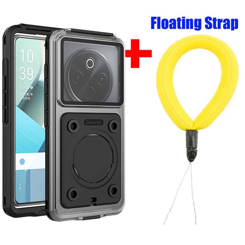Водонепроницаемый чехол Diving Swim с глубиной 15 метров для Black with Strap, Huawei Mate 50 Pro