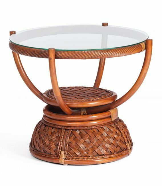 Журнальный стол Tetchair Andrea, ротанг, стекло, античный орех, 60х60х50 см