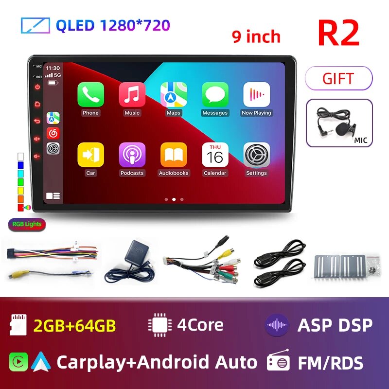 Ruancheng 2Din автомобильный Android радио мультимедийный плеер 7/9/10 дюймов 9 R2 2G 64G CP