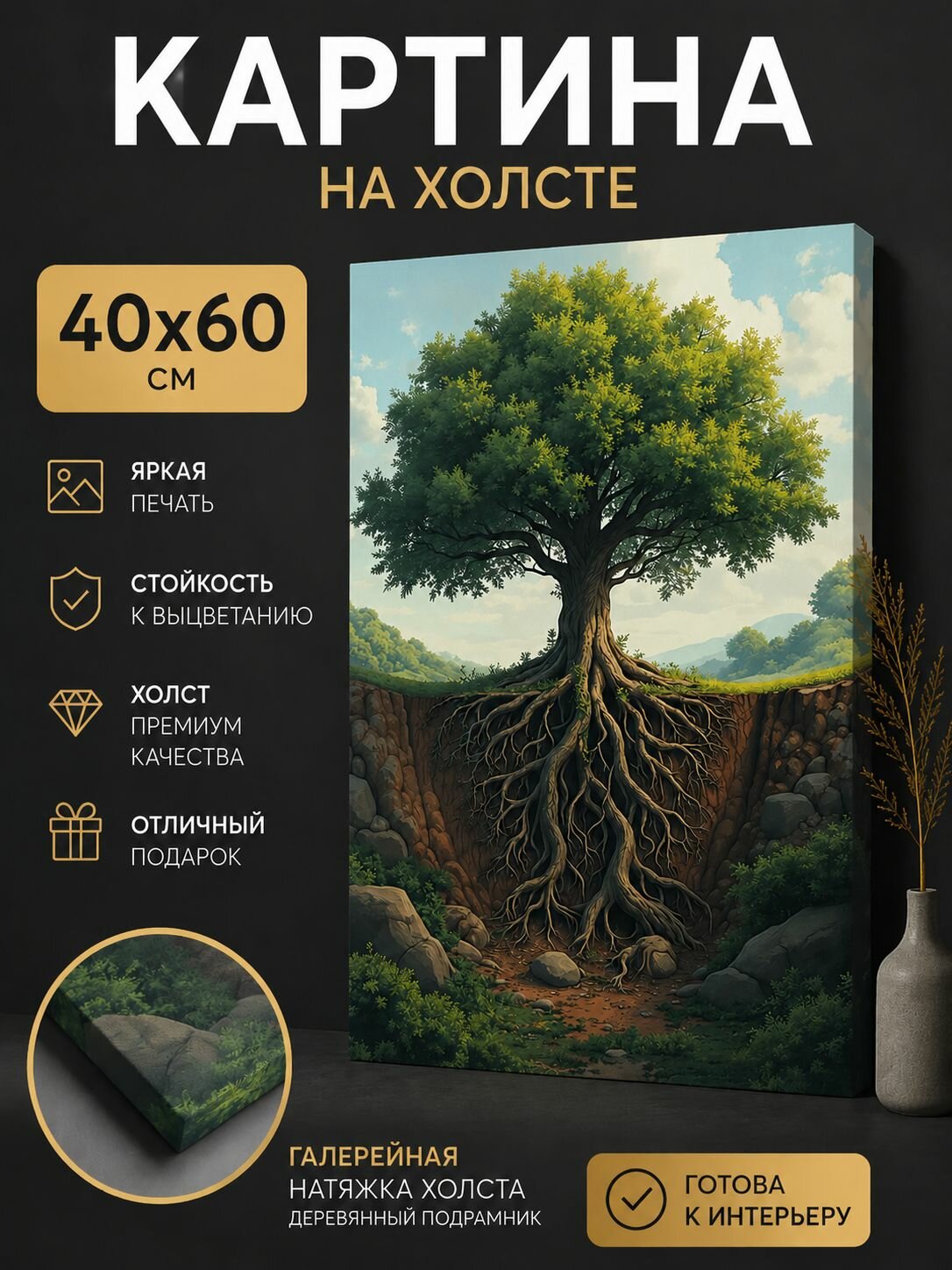 Картина на холсте "Древо Жизни" 40x60 см