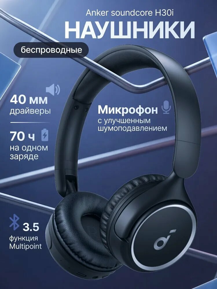 Наушники беспроводные большие Anker soundcore H30i, черный