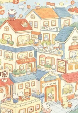 Обложка для книг Fromthenon A5/A6 милые животные, цветы Бежевый, A5 Rabbit Town