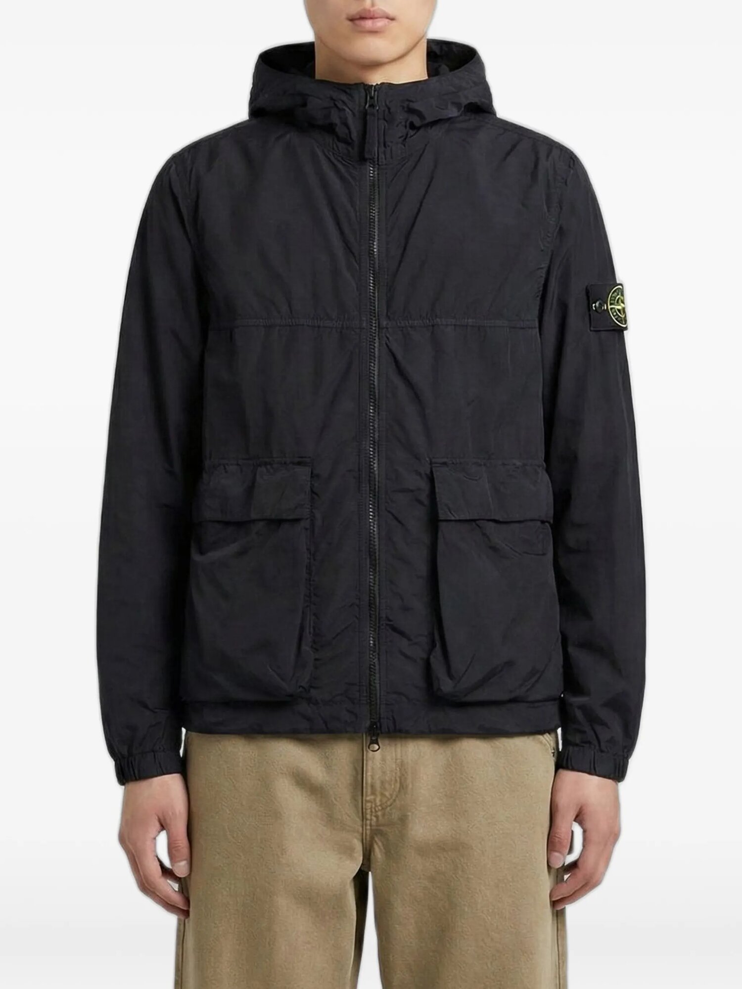 Куртка Stone Island Hooded patch-pocket jacket, размер XL, черный — фото 1