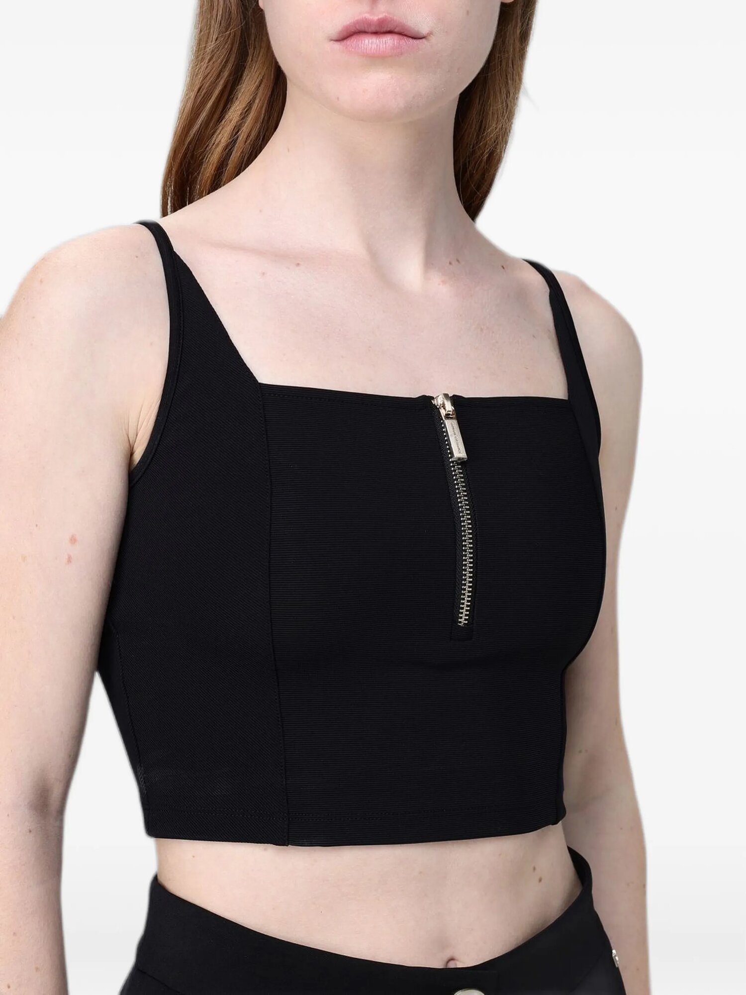 Топ EMPORIO ARMANI Ottoman zip-front cropped top, размер 38 — фото 1