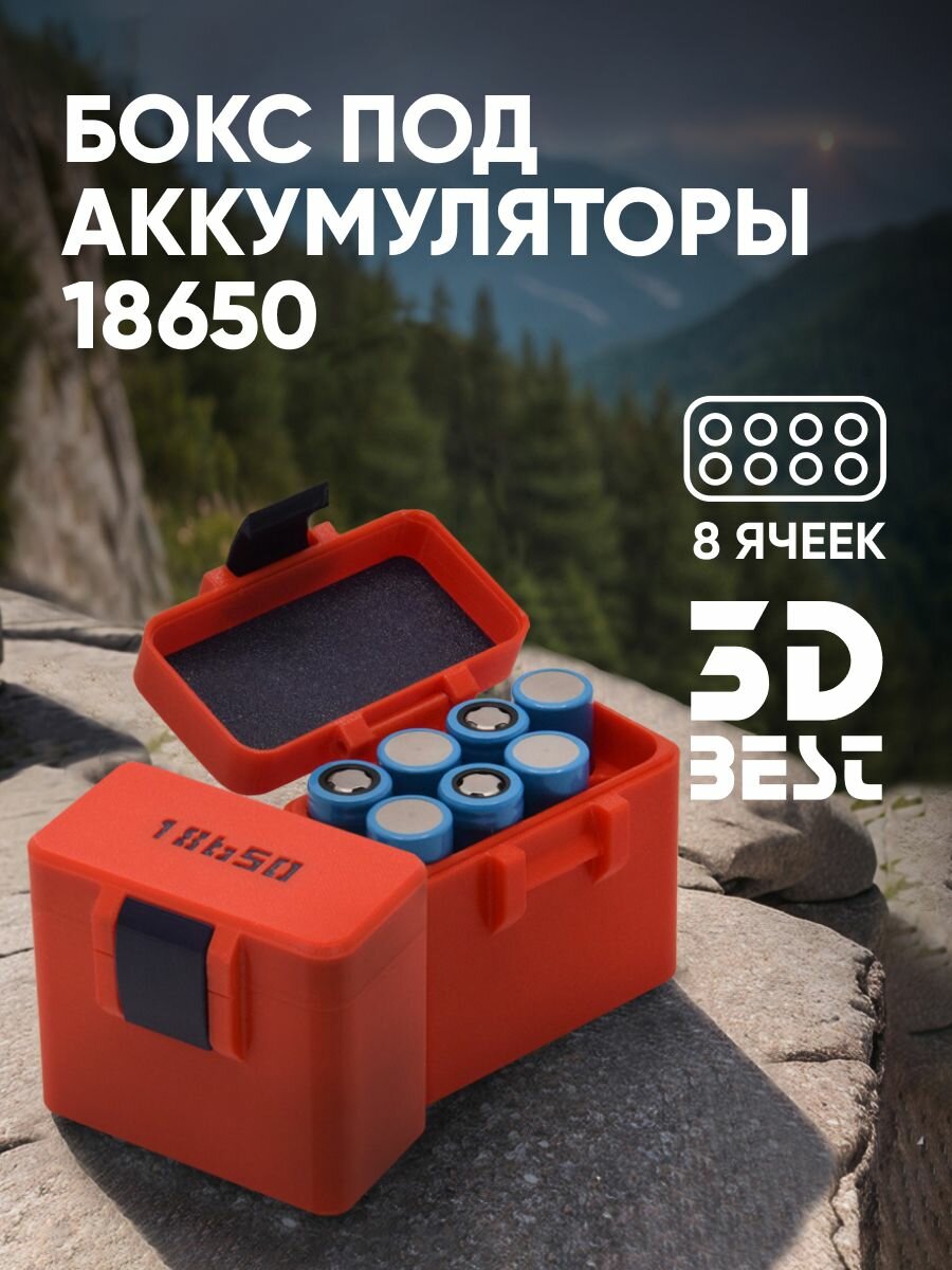 Бокс ударостойкий для аккумуляторов 18650 (8 ячеек) красный