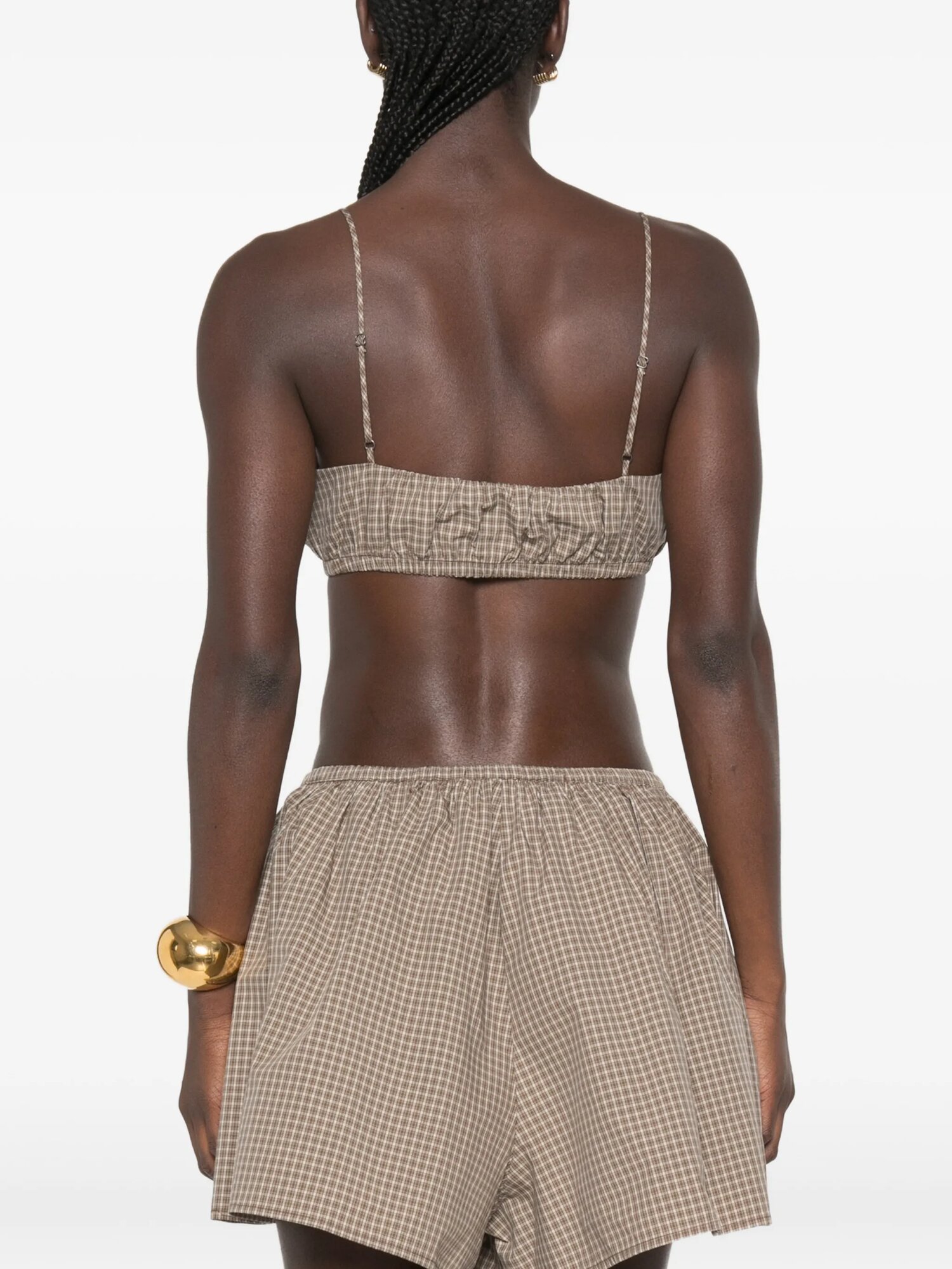Бюстгальтер Enza Costa Mini-plaid-pattern bralette, размер 40, коричневый — фото 1