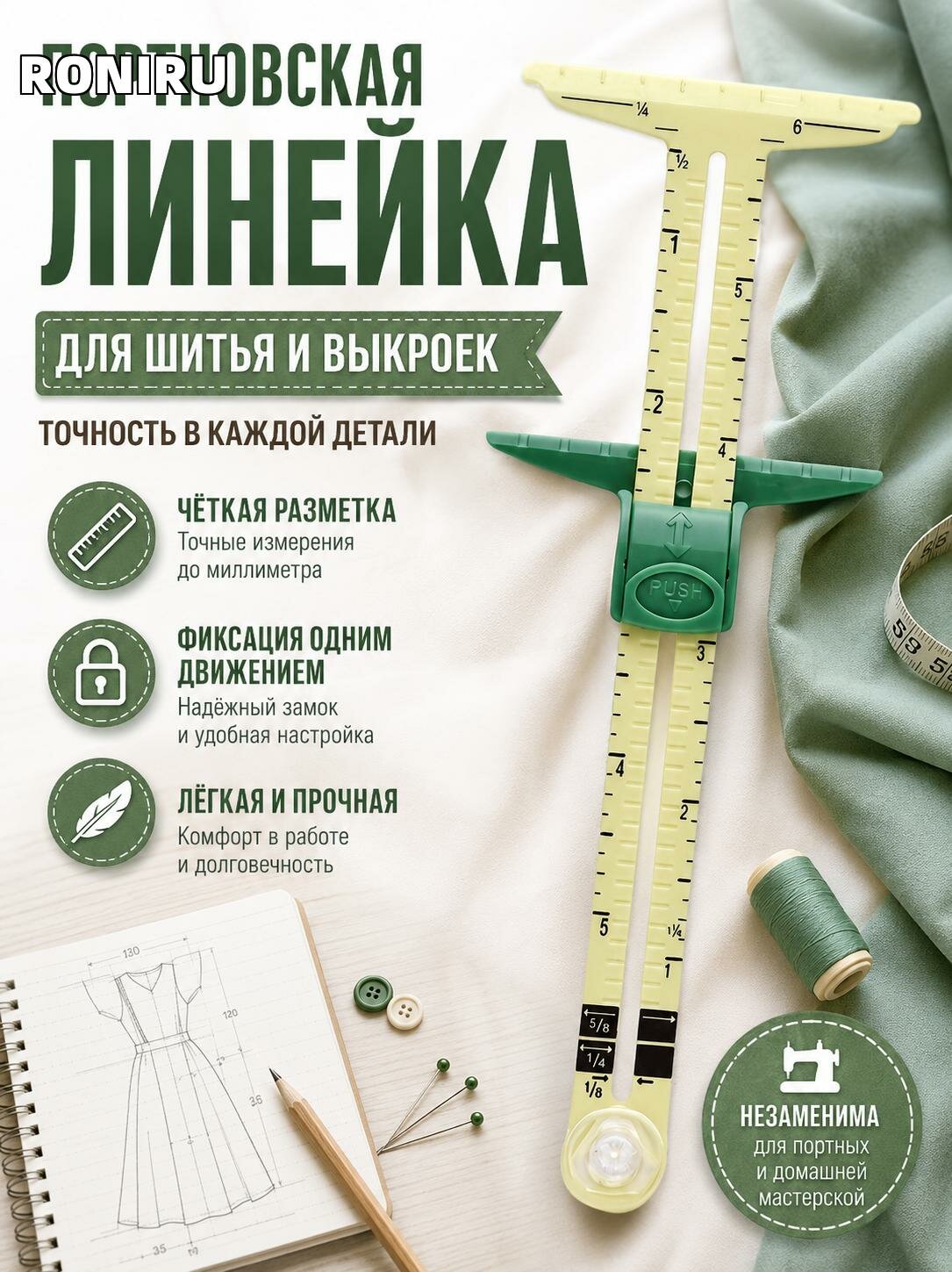 Линейка портновская для шитья и работы с выкройками — удобный инструмент для портных и домашней мастерской в доме