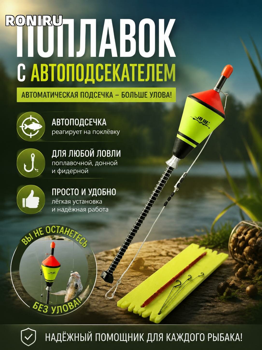 Поплавок с автоподсекателем для рыбалки — автоматическая подсечка для поплавочной, донной и фидерной ловли — удобно