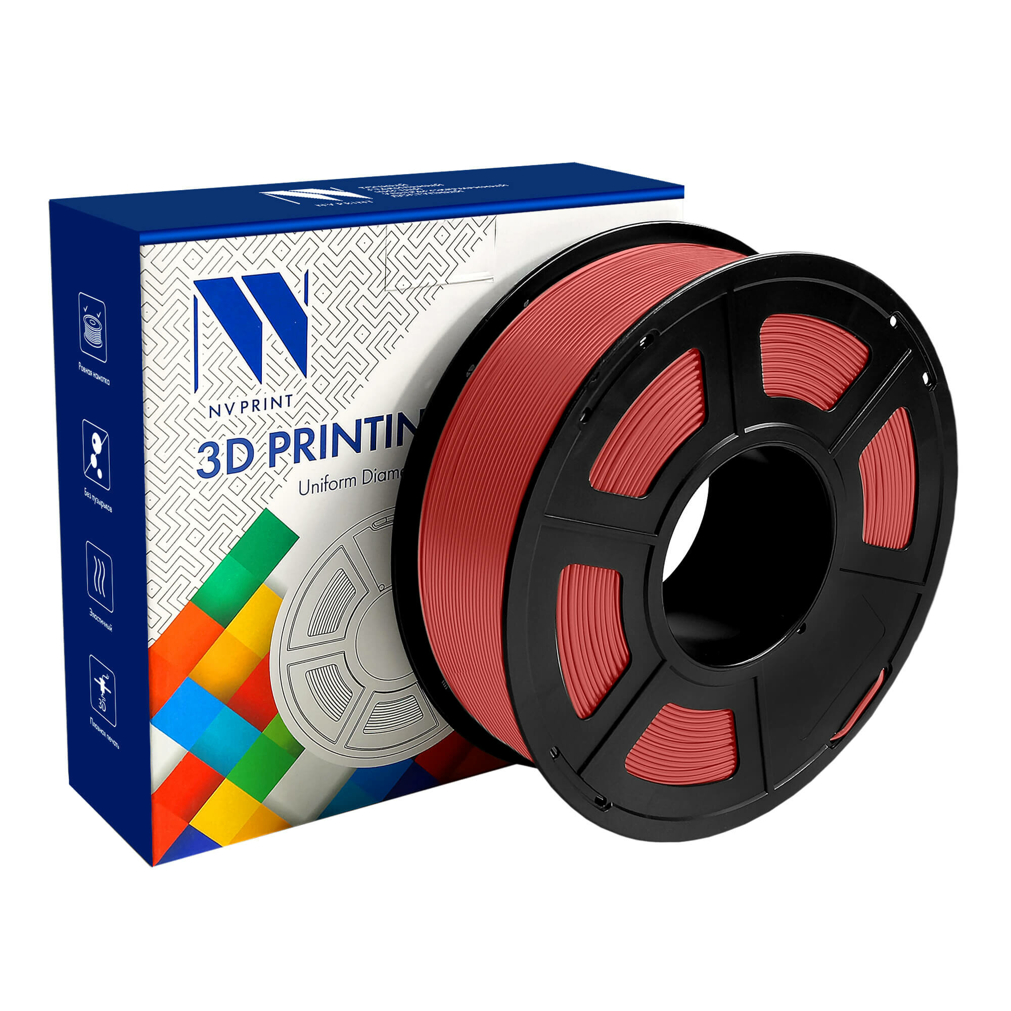 Филамент NV Print PCL (поликапролактон) красный для 3D печати диаметр 1.75мм  масса 1 кг