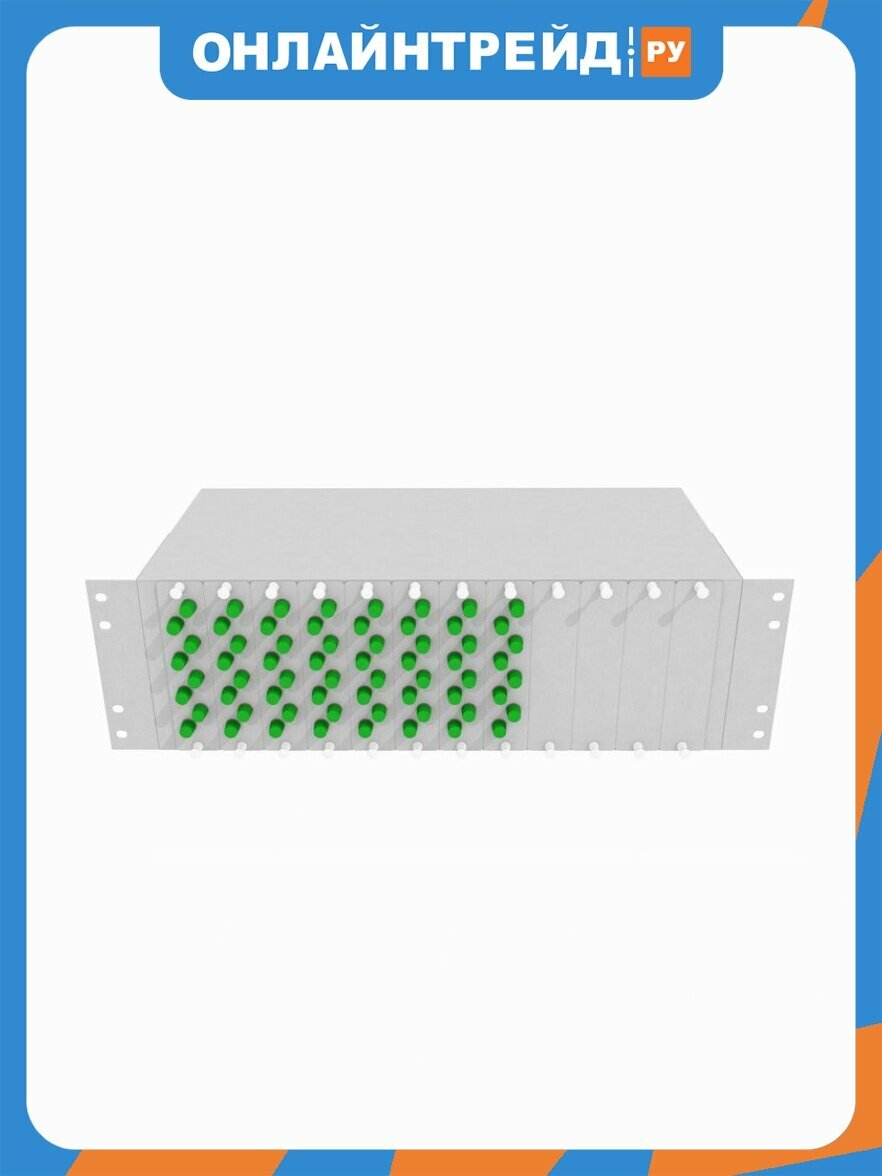 Кросс оптический Toplan , стоечный 19", 64 FC/APC адаптеров, SM, 3U, серый, укомплектованный (КРС-Top-3U-64FC/A-OS2-GY)