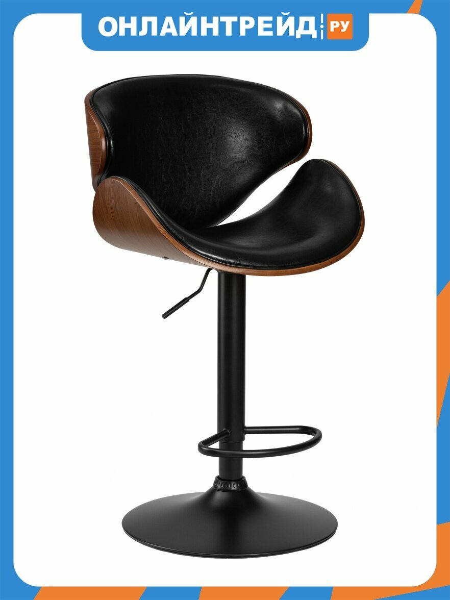 Стул барный Dobrin KARTER BLACK (коричневый орех дерево (BWW), черный PU)