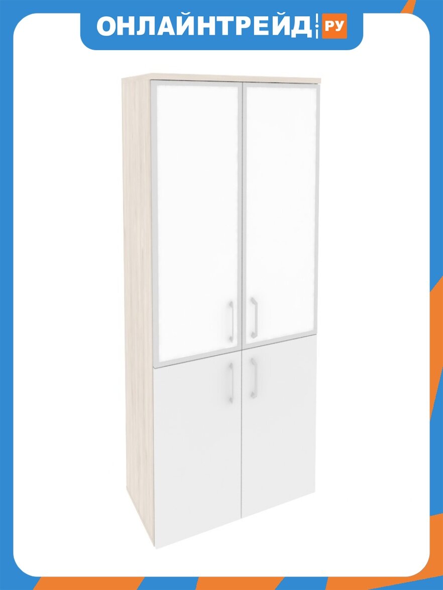 Шкаф Riva CHAIR высокий широкий O. ST-1.2 R white Денвер светлый/Белый бриллиант/Стекло white 800*420*1977 Onix