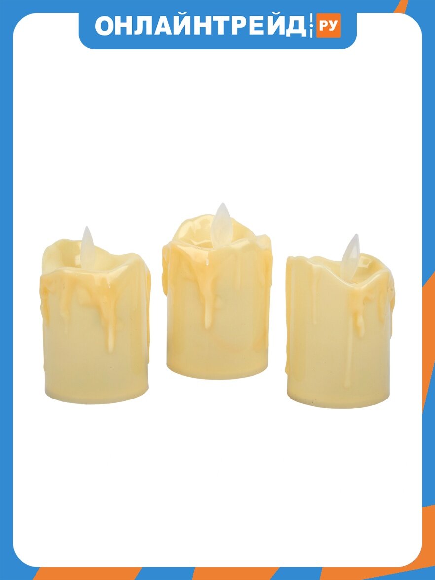 Фигура светодиодная «Свеча» Uniel ULD-F062 WW CANDLE SET3 на батарейках LR44