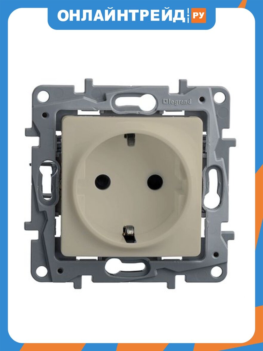 Розетка Legrand Etika, заземление, 16A, 250В, слоновая кость, 672321