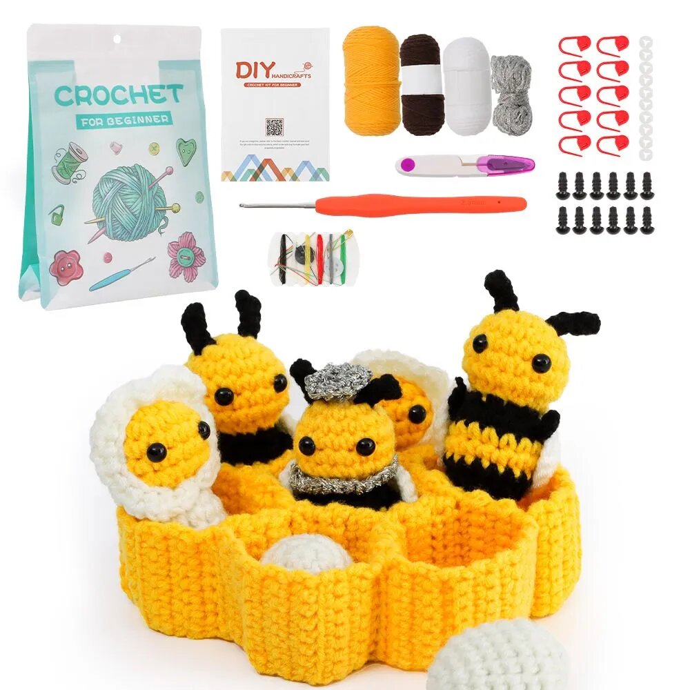 Набор DIY для вязания игрушки крючком, полный комплект для начинающих, материалы для создания милой игрушки, отличный подарок