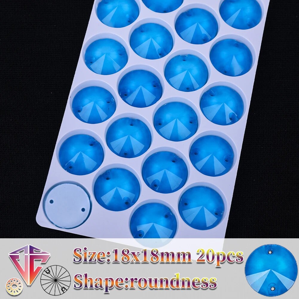 Неоновые стеклянные бусины VC Sapphire18x18mm20pcs