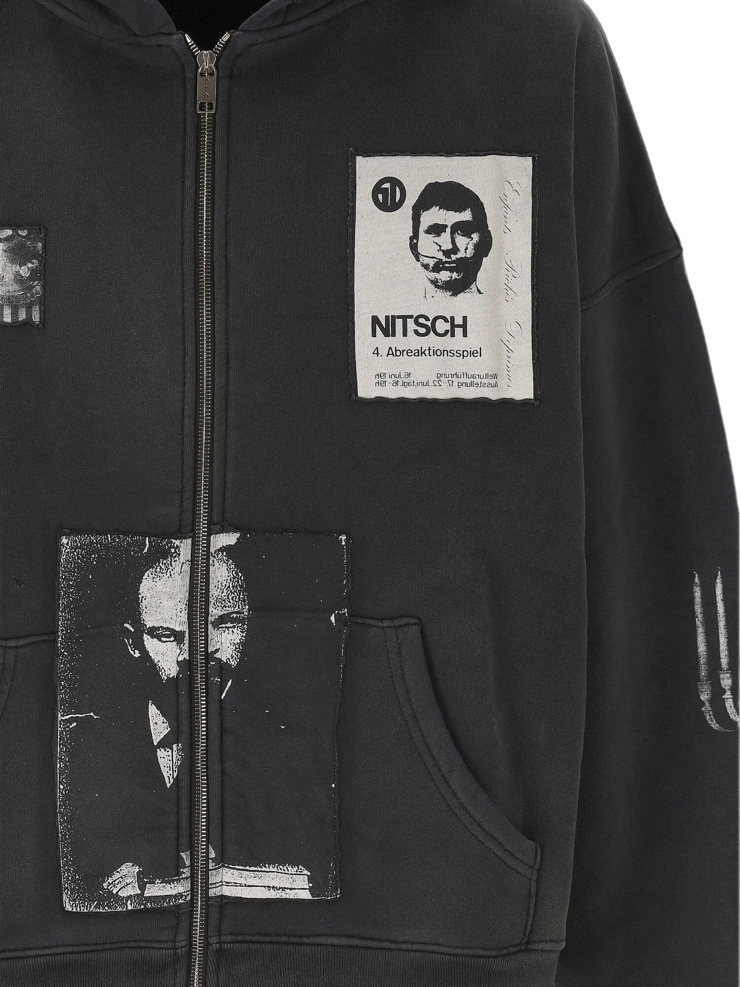 Худи ENFANTS RICHES DEPRIMES Patchwork-print zip-up hoodie, размер 46 — фото 1
