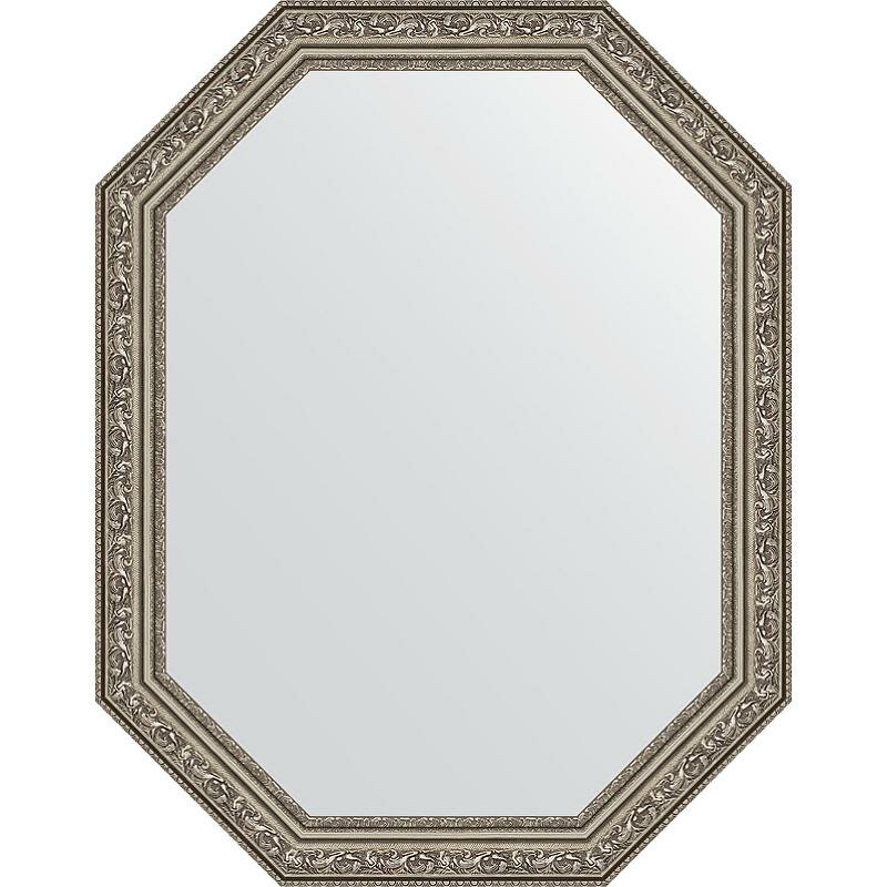 Зеркало Evoform Octagon 55x70 BY 7026 в багетной раме - Виньетка состаренное серебро 56 мм