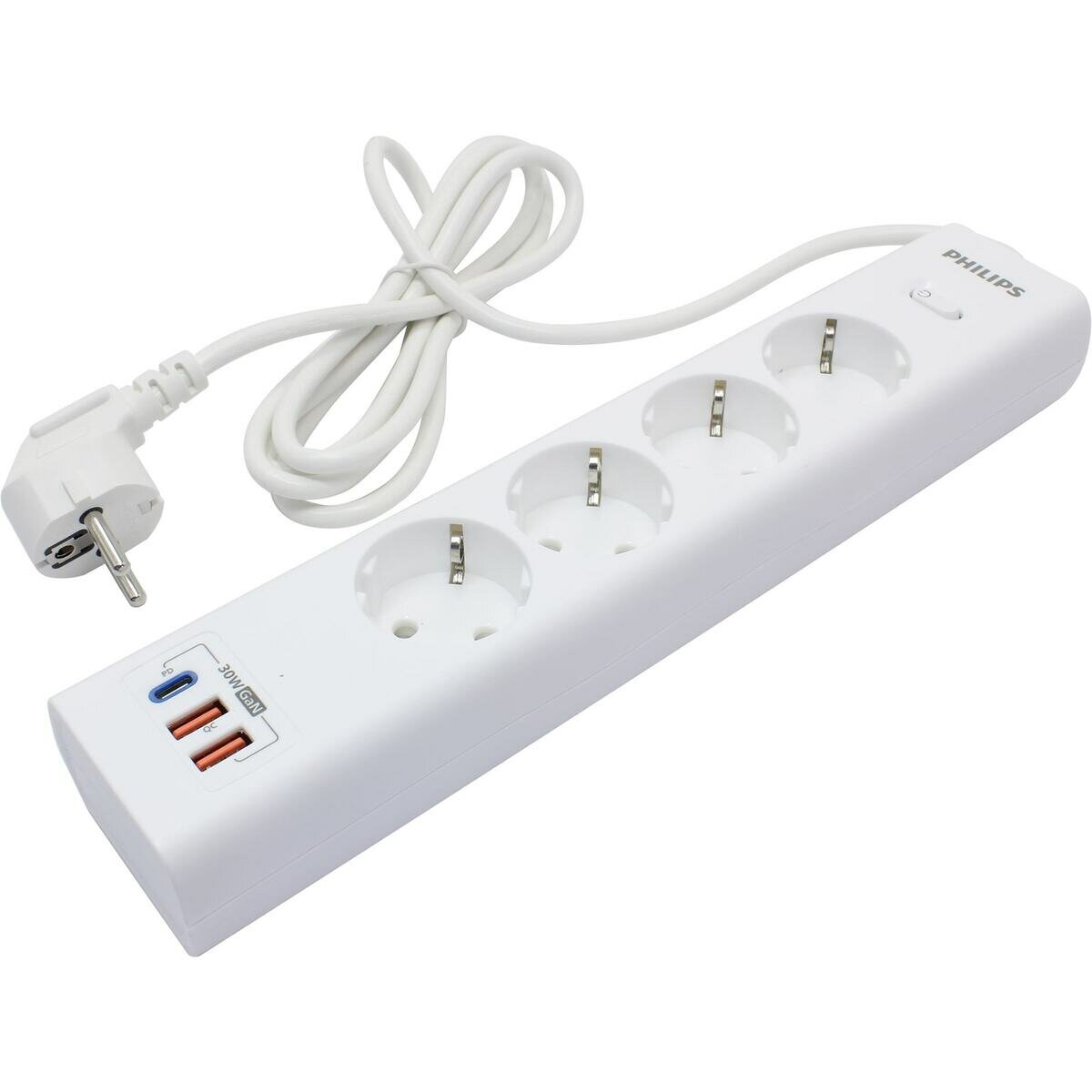 Сетевой фильтр Philips CHP8246WA/51 2м (4 розетки, 2xUSB, USB-C)