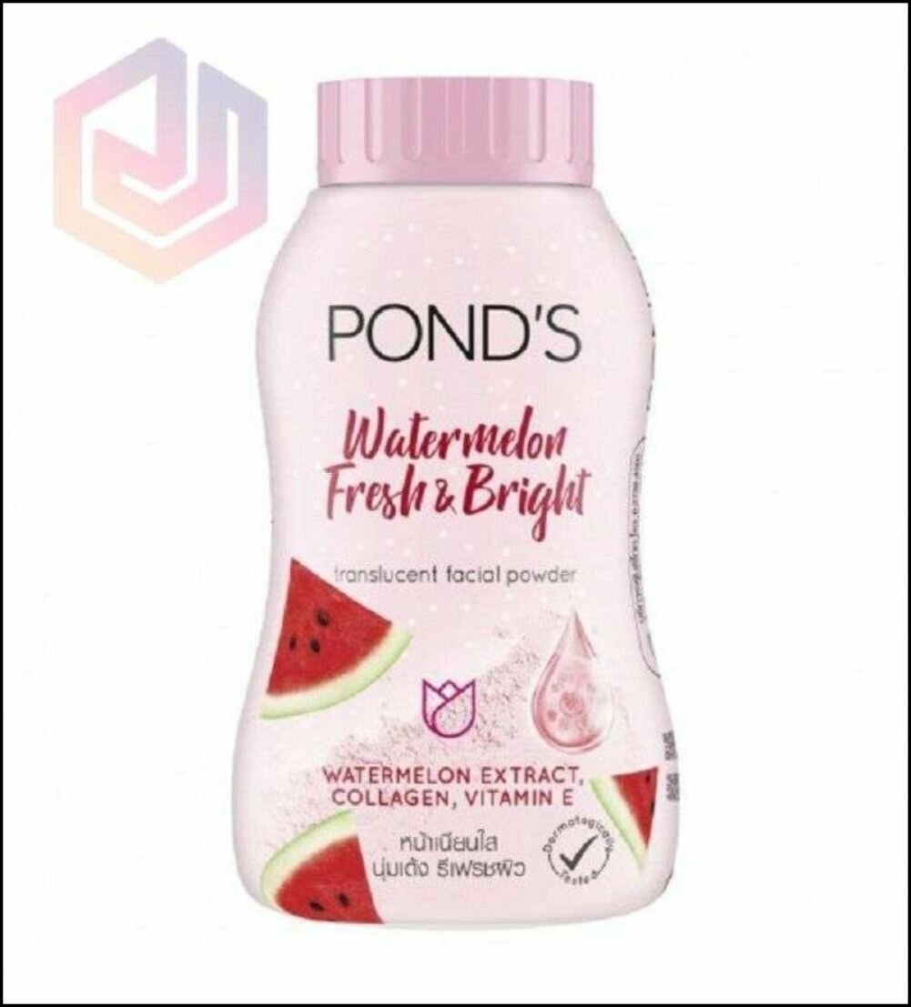 Эксклюзивная рассыпчатая пудра POND'S на основе арбузного коллагена и витамина Е обеспечивает полупрозрачное покрытие для свежести и сияния, Watermelon Fresh & Bright, 50 грамм