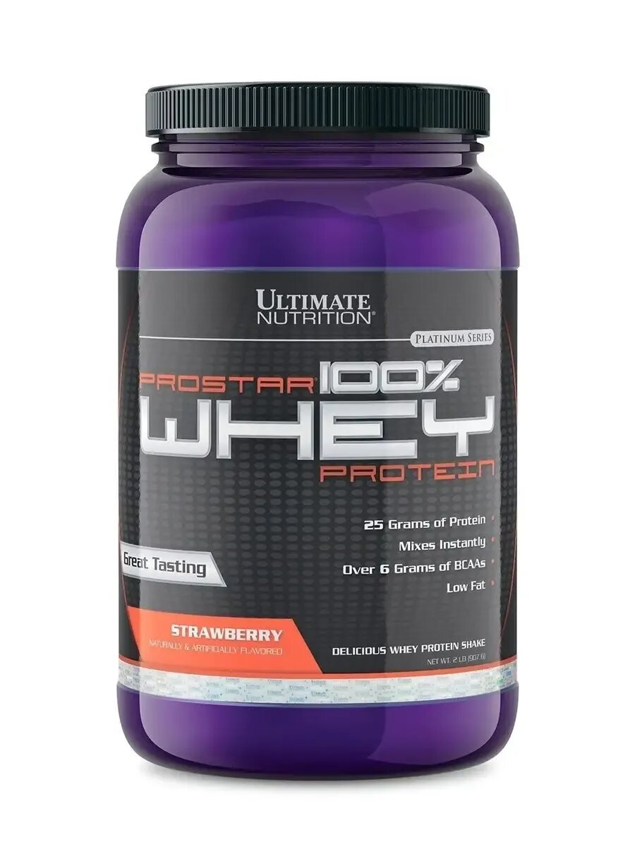 Протеин Ultimate Nutrition Prostar Whey 100%, клубника, порошок, 908г