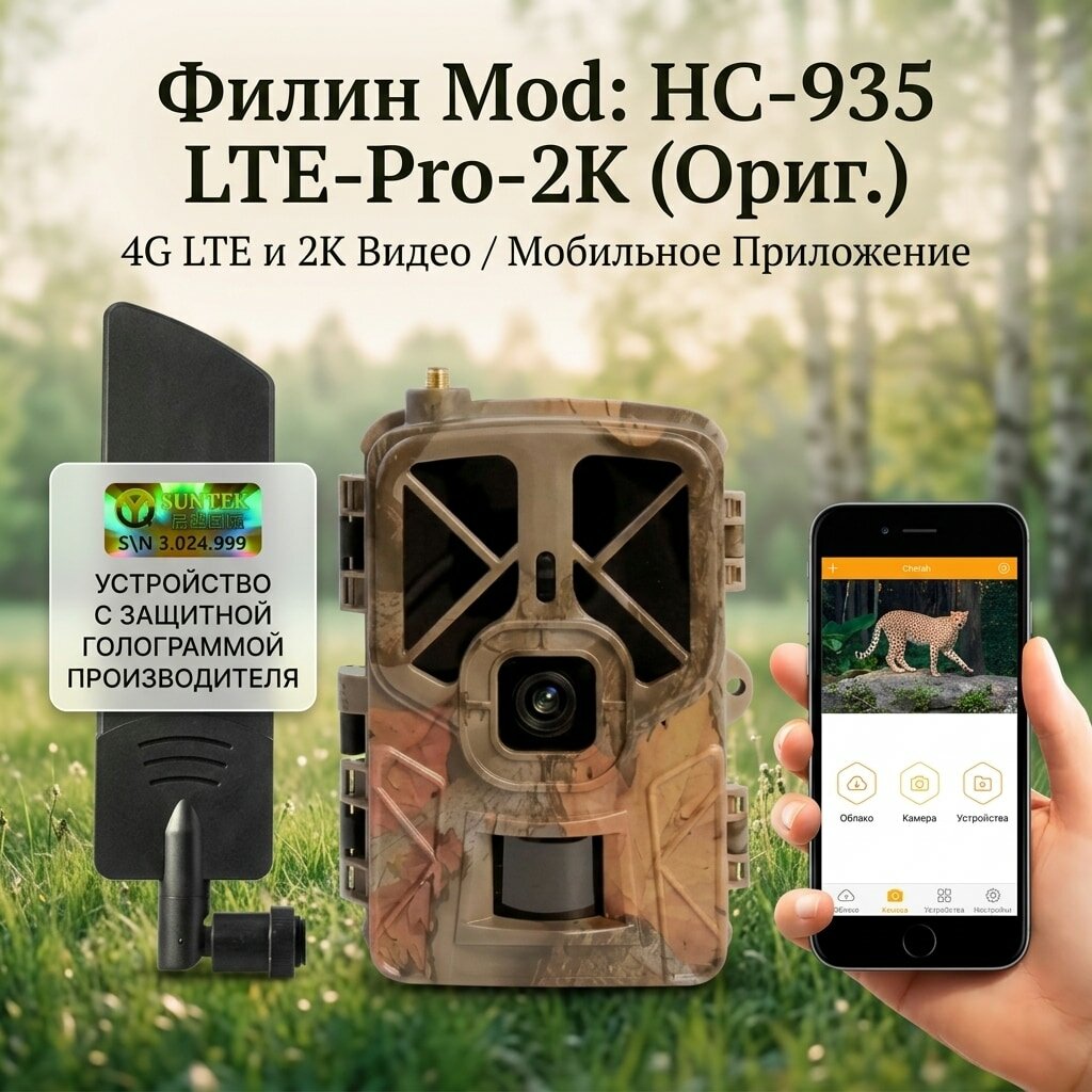 Фотоловушка 4G-2К для охоты Филин HC-935 LTE-Pro-2K (с голограммой)