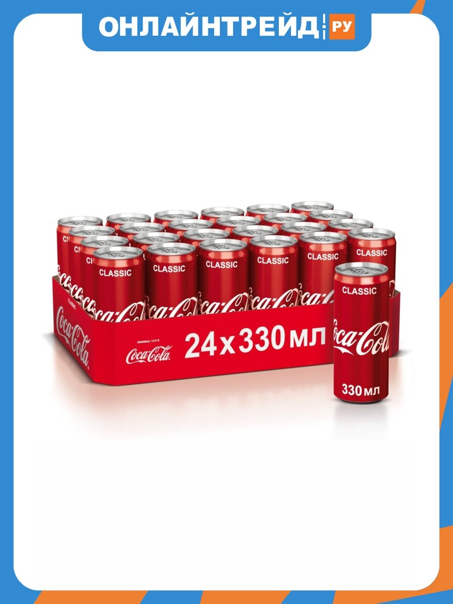 Напиток газированный Coca-cola (Кока-Кола) 0,33 л алюминиевая банка (24 штуки в упаковке)
