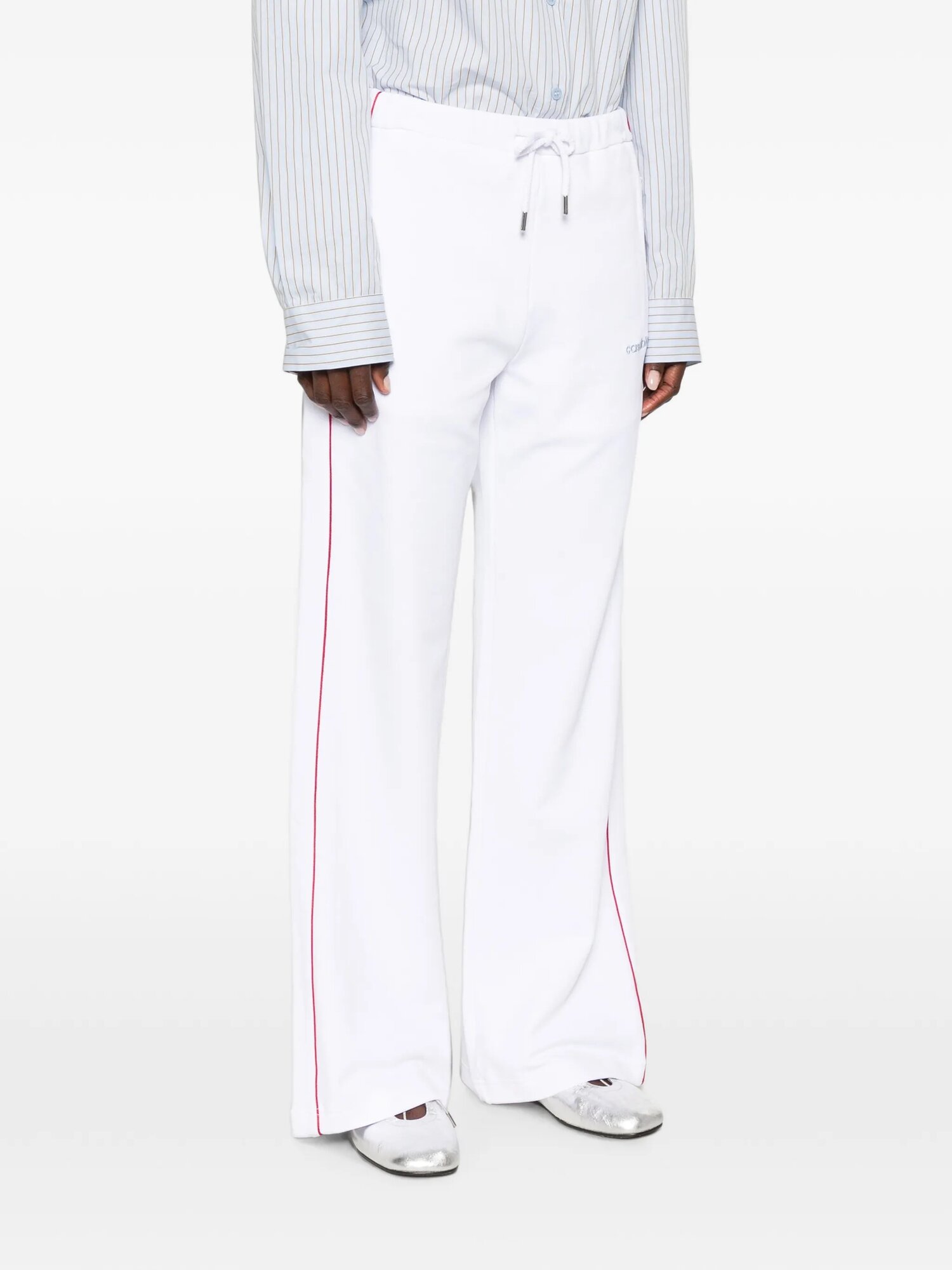 Брюки Casablanca Drawstring-waistband track pants, размер 42, бежевый/белый — фото 1