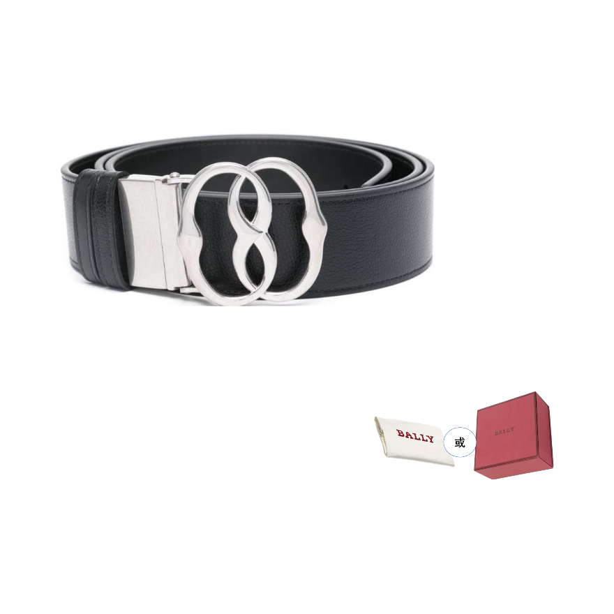 BALLY Sign Дизайн Кожаные ремни Мужской Черный Ширина 4CM 110