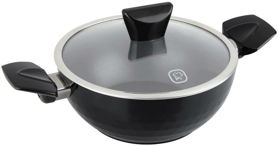 Кастрюля Rondell Brilliance, 2 л d=20см, с крышкой, цвет черный (RDA-771)