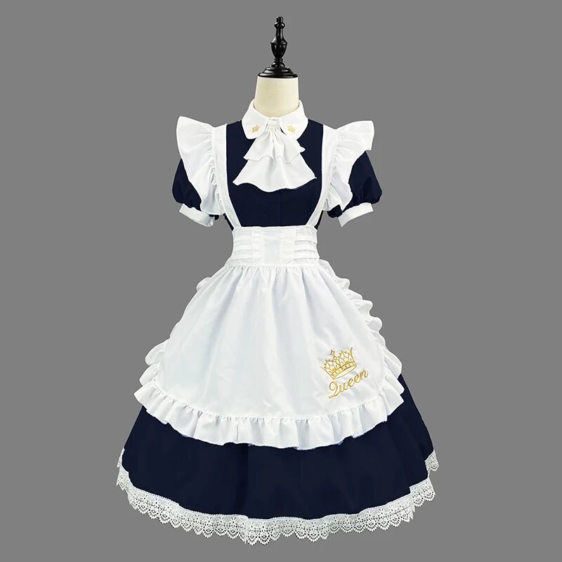Костюм горничной Лолита, полиэстер, женский XL, Синий, Dark Blue