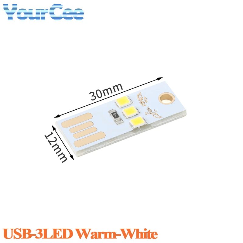 Мини портативная USB лампа для чтения Your Cee 10pcs, 3LED Warmwhite