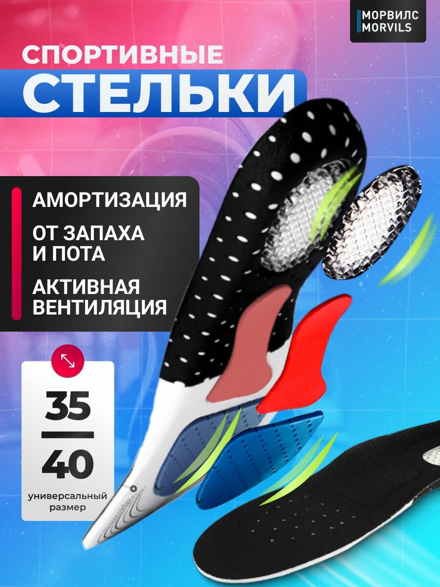 Стельки для обуви анатомические, универсальные. Спортивные с пружинящим эффектом, с перфорацией, женские р. 35-40 пружинящие стельки перфорированные стельки