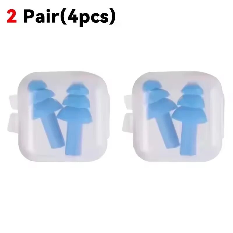 Многоразовые силиконовые беруши для сна и плавания Синий, 2 Pair(4pcs)