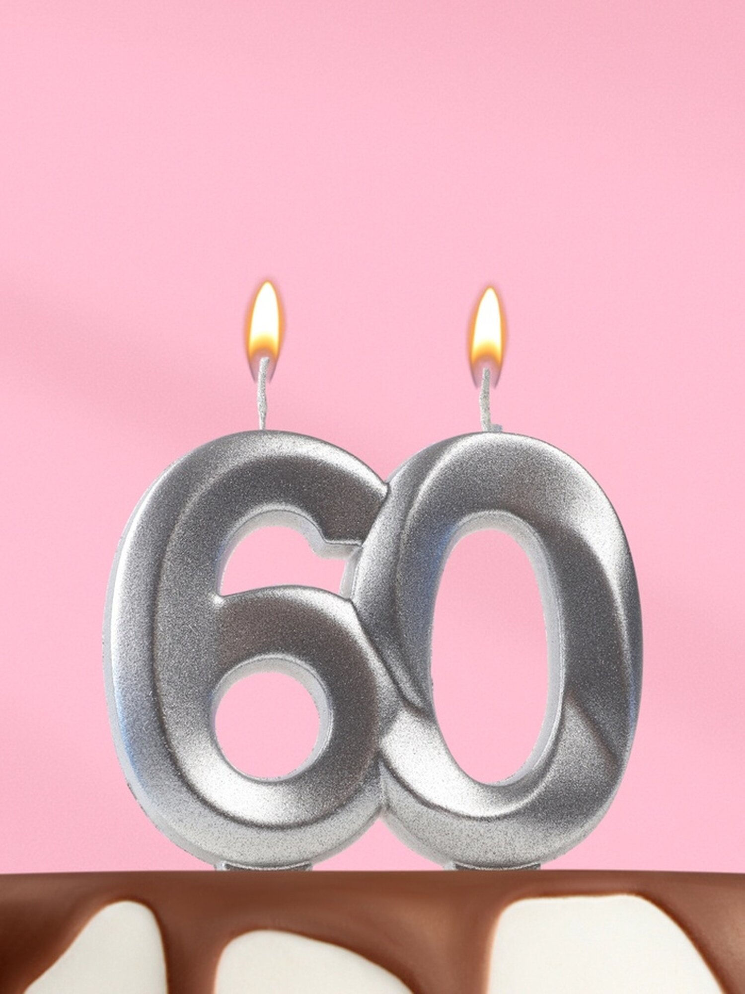 Свеча Страна Карнавалия «Грань» 60, цифра, парафин, без аромата, серебристая