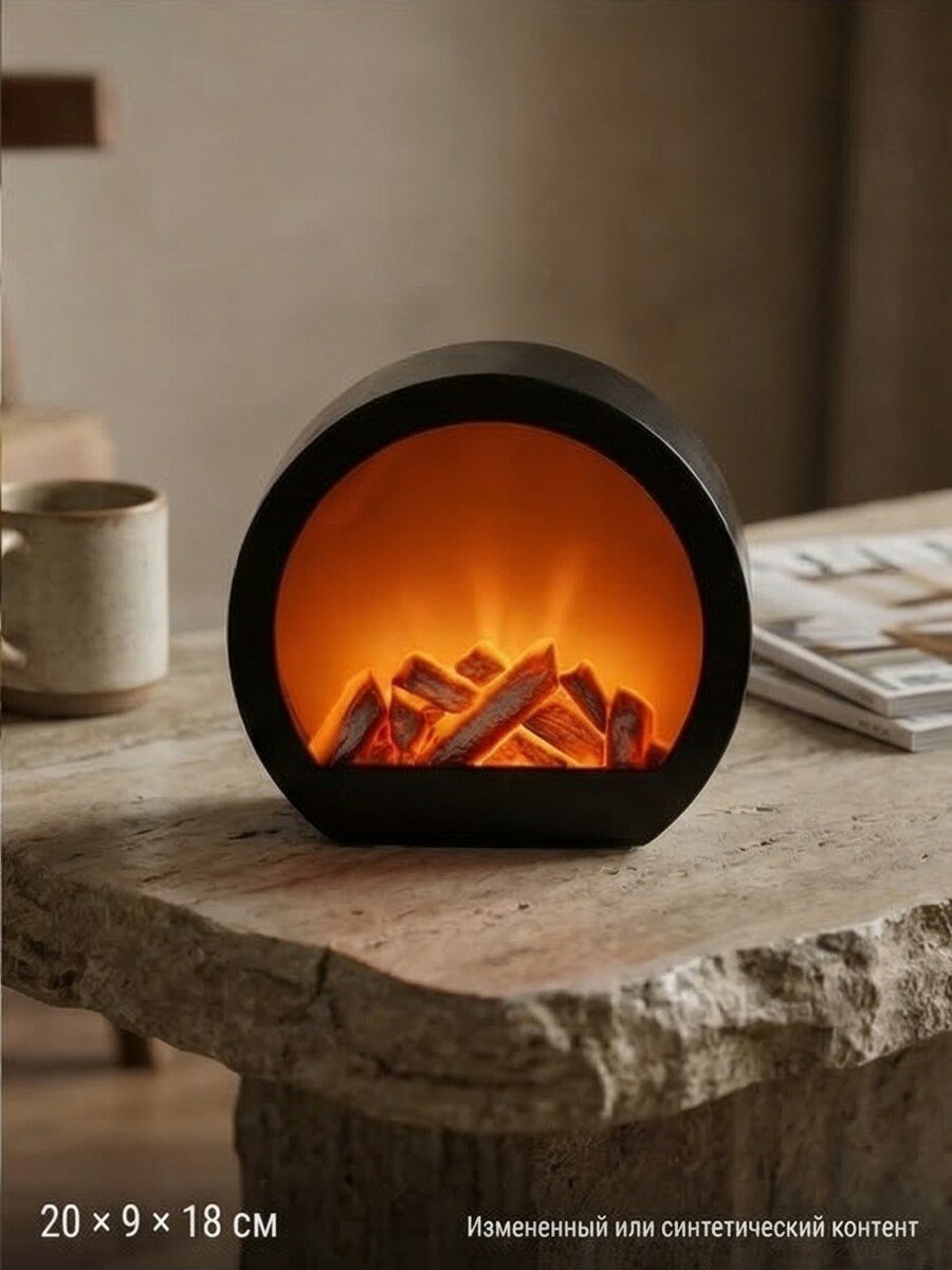Изделие декоративное "Камин", L20 W9 H18 см, (подсветка, USB, 3xАА не прилаг.)