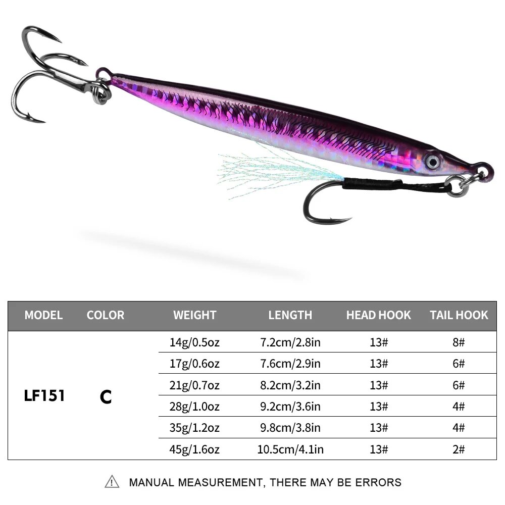 PROBEROS Джиговая блесна для морской рыбалки 14-45 г 17G-7.6CM, ColorC