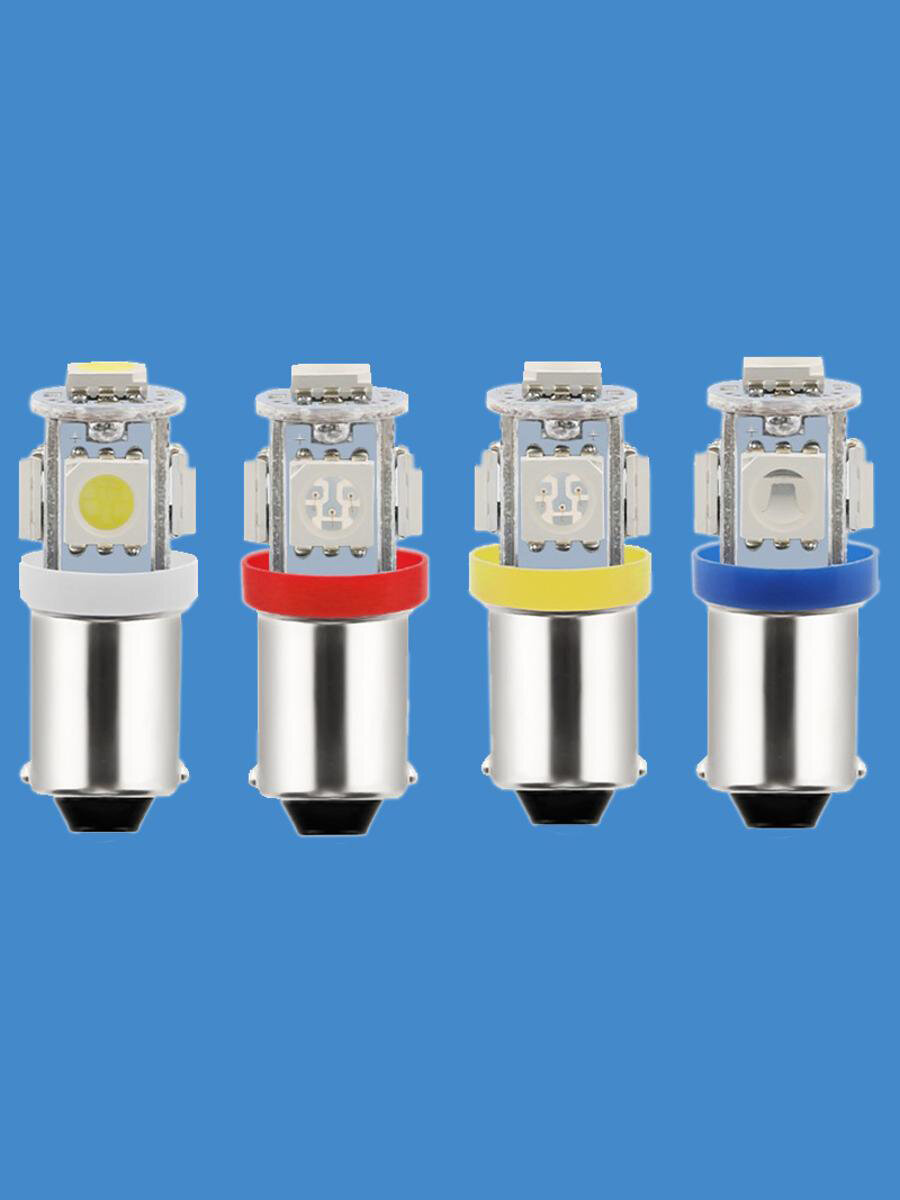 Светодиодная лампа, BA9S, 12V, красный, 5050 чип, 10 шт