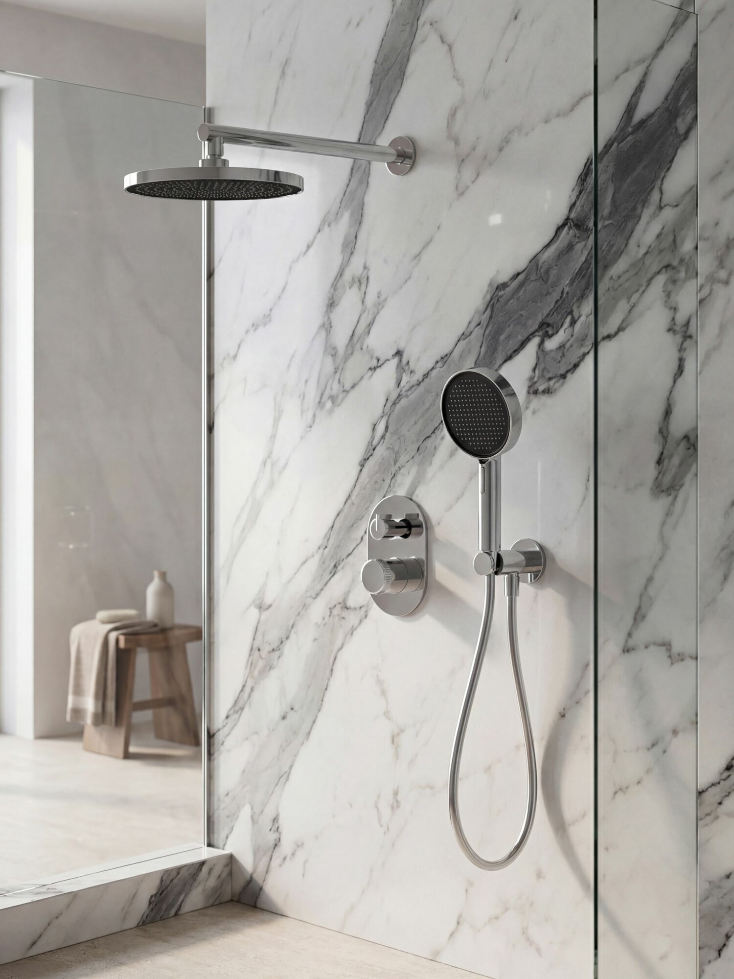 Душевая система с тропическим душем, изливом и лейкой ALTROBAGNO, хром