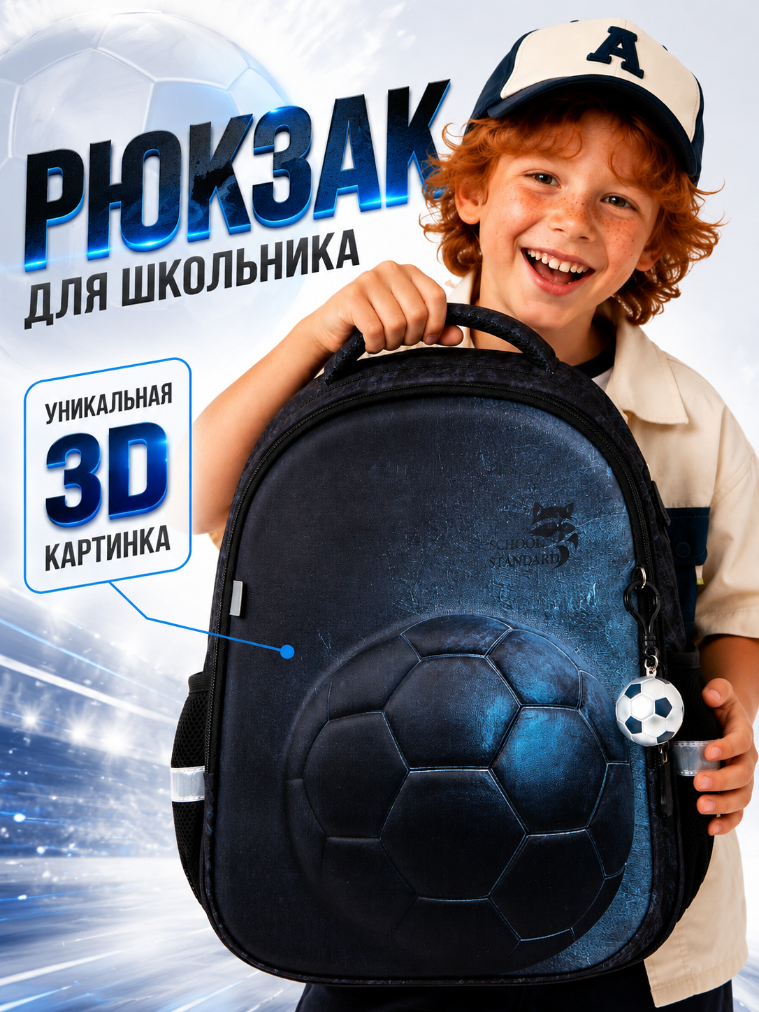 Рюкзак школьный для мальчика 17 л начальной школы + брелок School Standard(Скул Стандарт)