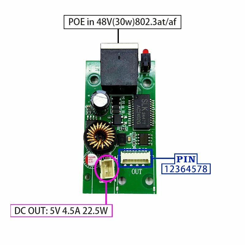 PoE сплиттер 48В 30Вт 5В 2.5G