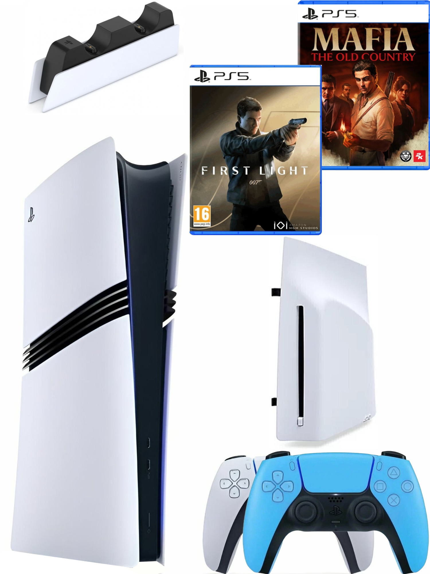 Игровая приставка Sony PS 5 Pro Digital Edition+Зарядная станция+ Дисковод +2-ой геймпад+2 игры , 2Tb SSD