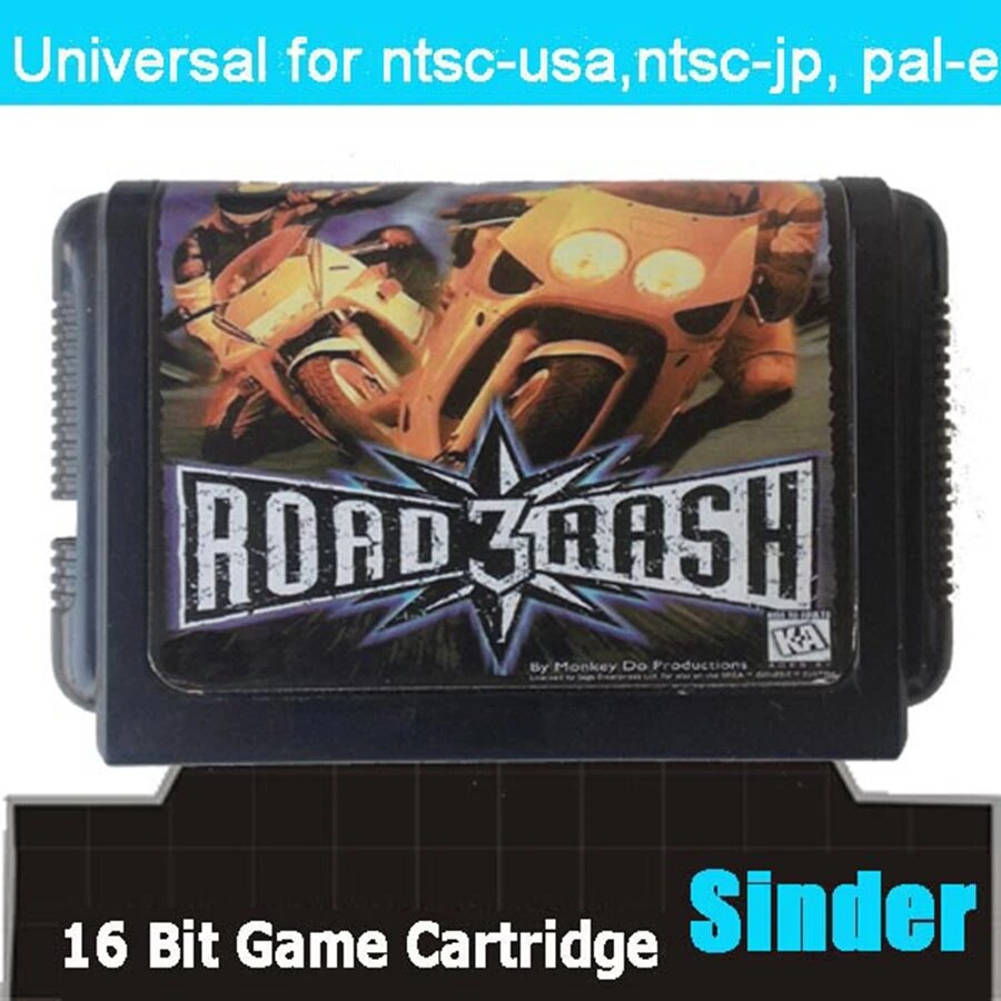 Игровая карта Road Rash 3 для Sega Mega Drive, Цвет: JP SHELL