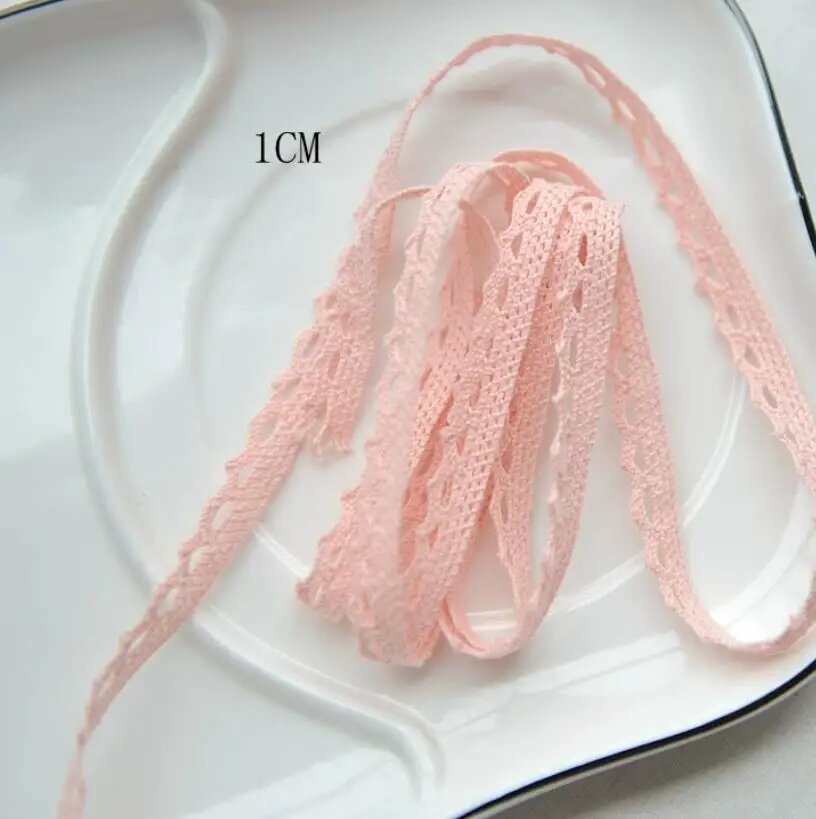 FINEFANTESYER бежевая кружевная тесьма 1 см 5 м Розовый, light pink 1cm width