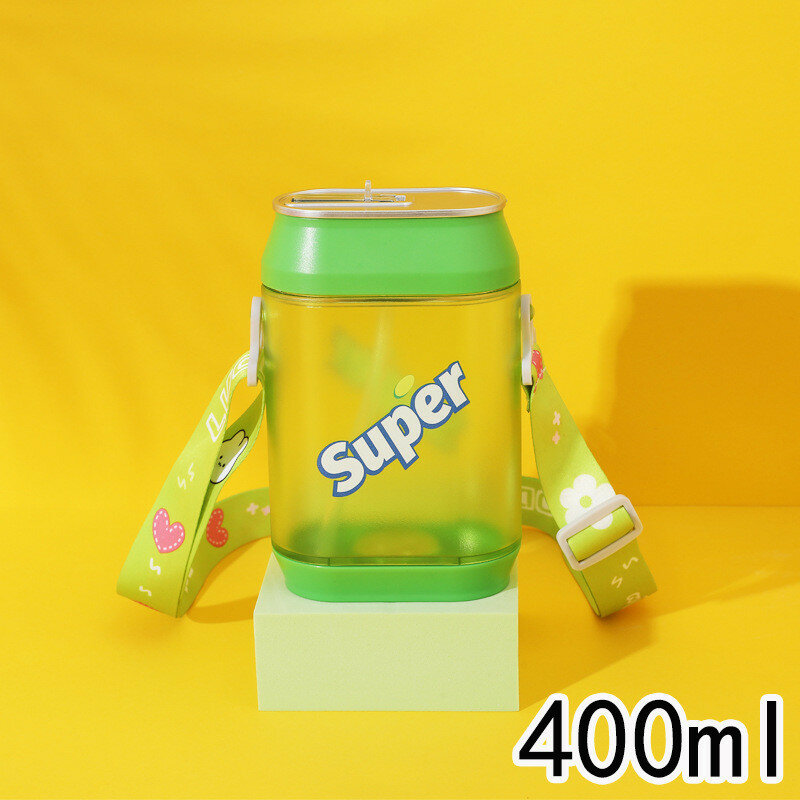 Summer cola drink straw cup with carry strap and sealed design for parties and holiday gifts green