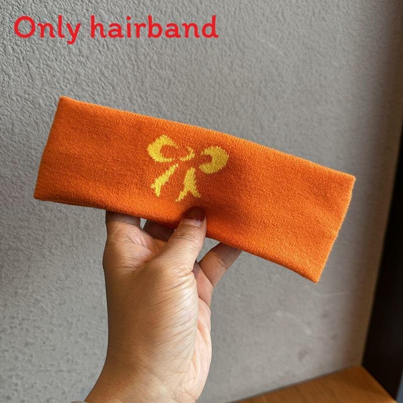 Повязка на волосы casual knit с дизайном бабочка для уличной моды и танцев оранжевый